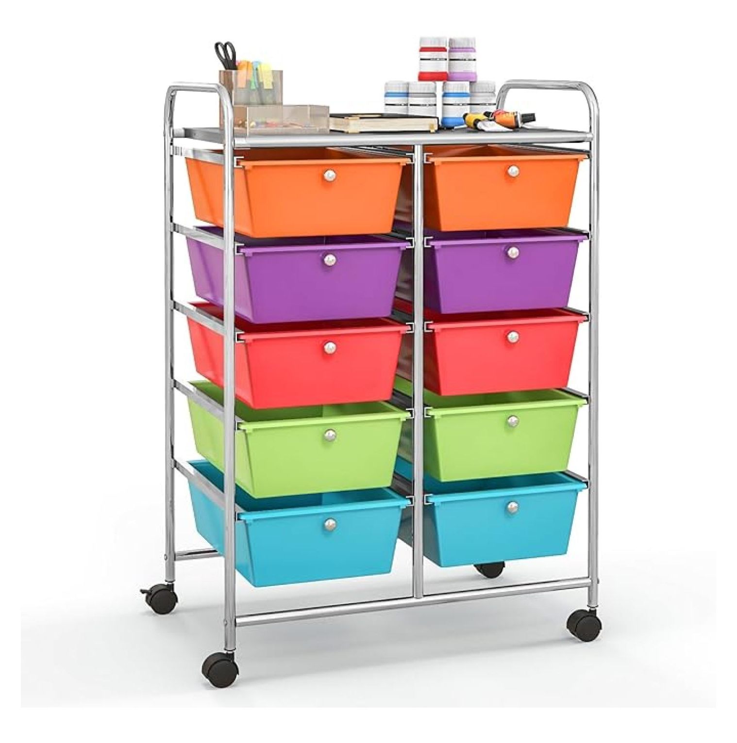 SEEKOL 10 Drawers Rolling Cart, Classroom Organizers, Storage Cart with ...