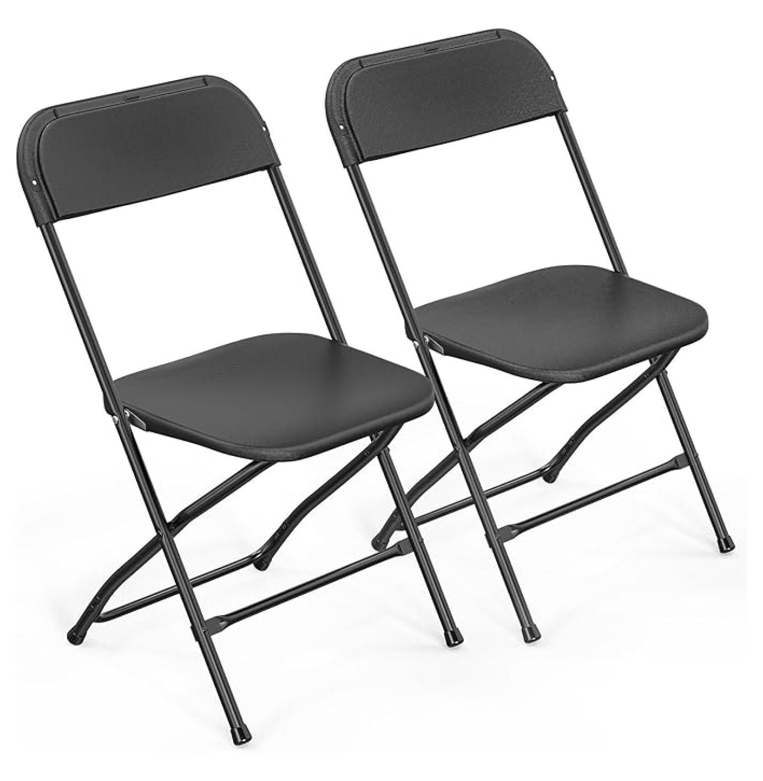 SEEKOL 2 Pack Black Plastic Folding Chair, Indoor Outdoor Portable ...