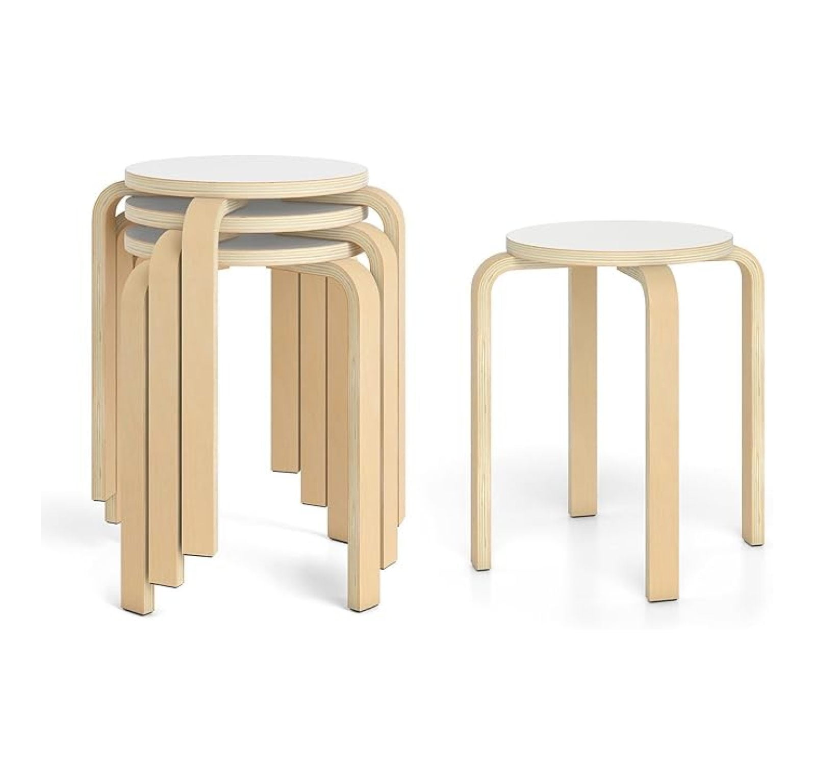 SEEKOL Stackable Stools Set of 4, 18" Round Stacking Backless Nesting ...