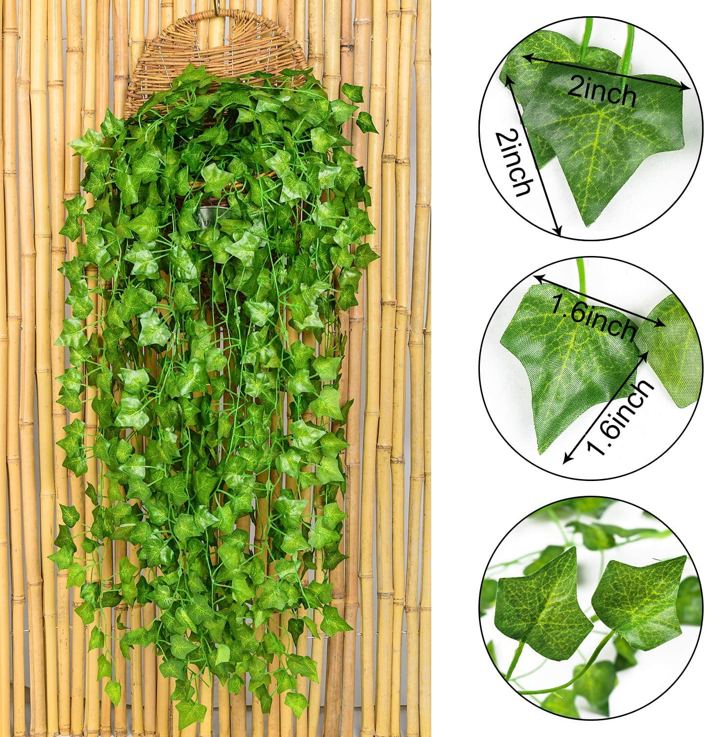 SEELOK 84FT 12 Strands Artificial Ivy Leaf Fake Hanging Leaves Vine for ...