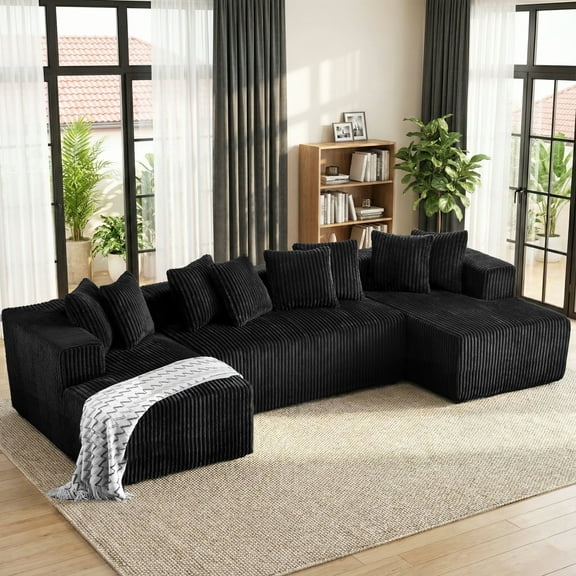 CKEASEAN 107" U-Shaped Modern Modular Sectional Sofa with Left Facing ...