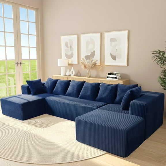 Eyisean 110'' Velvet Modern Modular Sectional Couch, 3-Seater Tufted ...