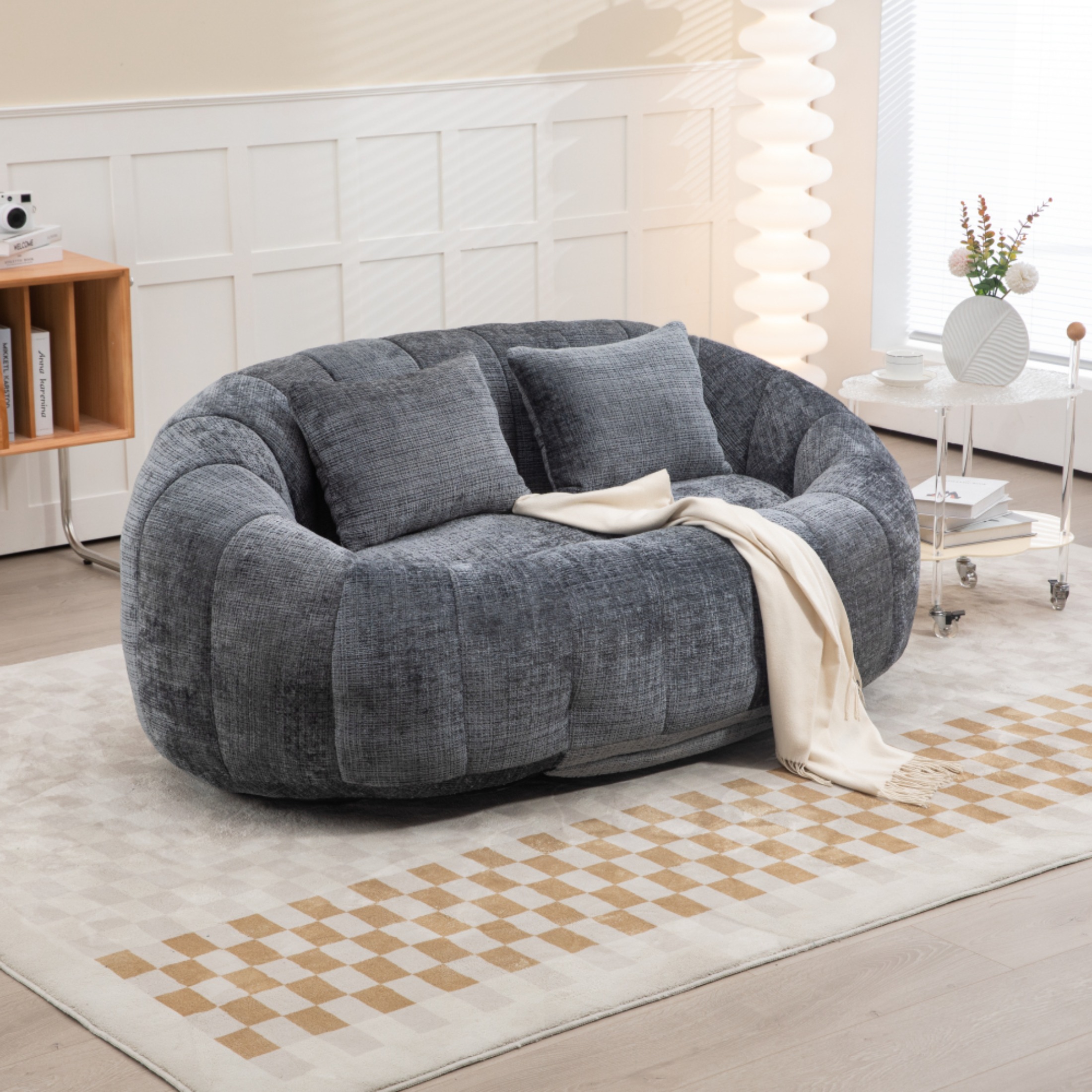 SEENYOO 59.05" Cloud Couch, Small Couches for Living Room, Chenille ...