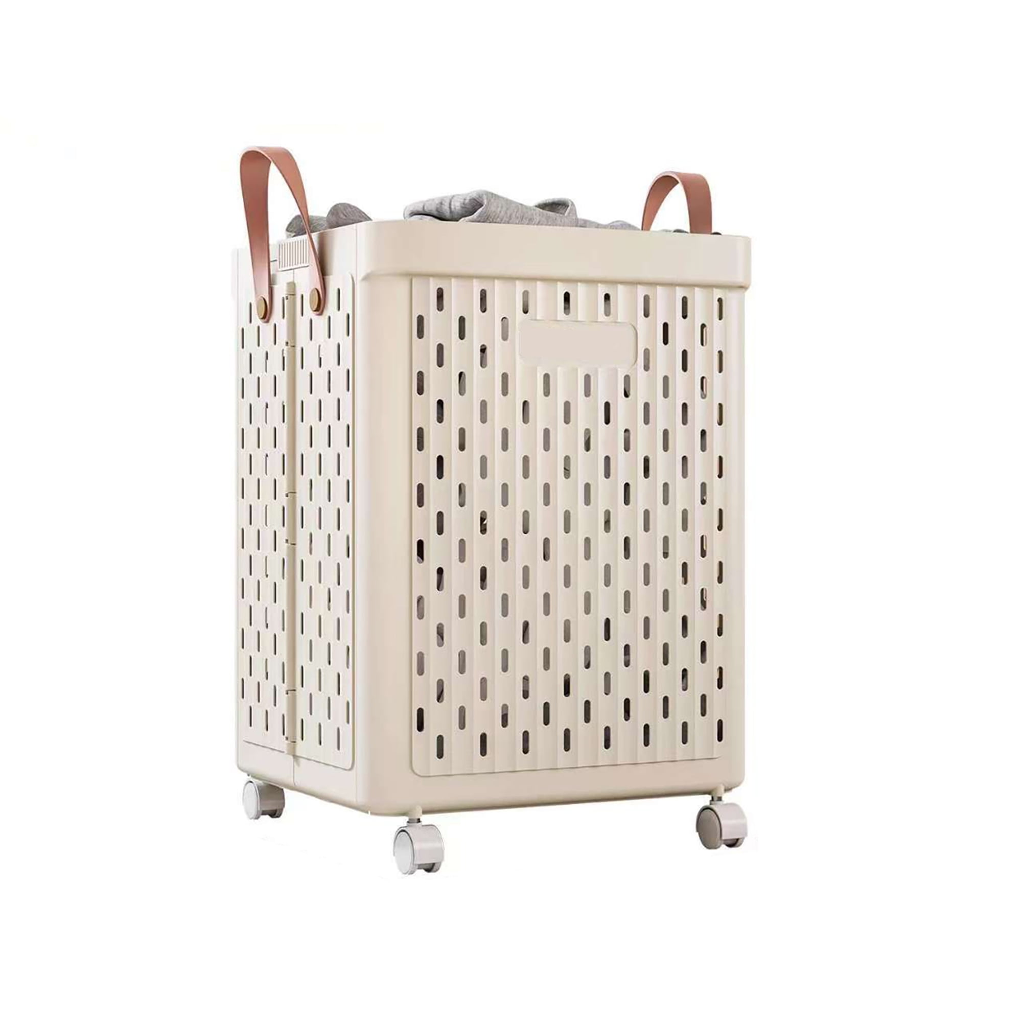 SEESPRING 18 Gallon Collapsible Rolling Laundry Hamper,Plastic Laundry ...