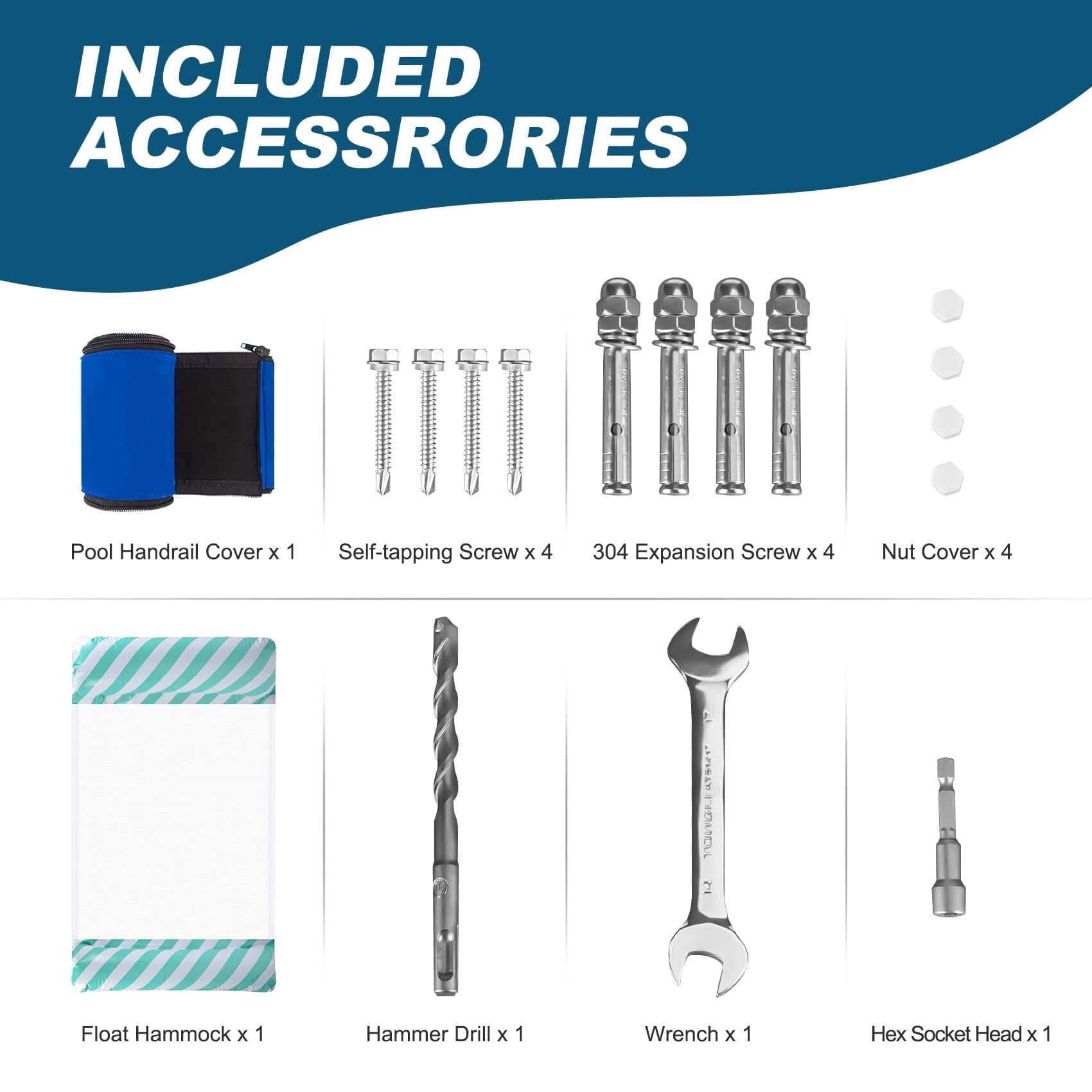 SEEUTEK Pool Handrail, Pool Railings for Inground Pools, 304 Stainless ...