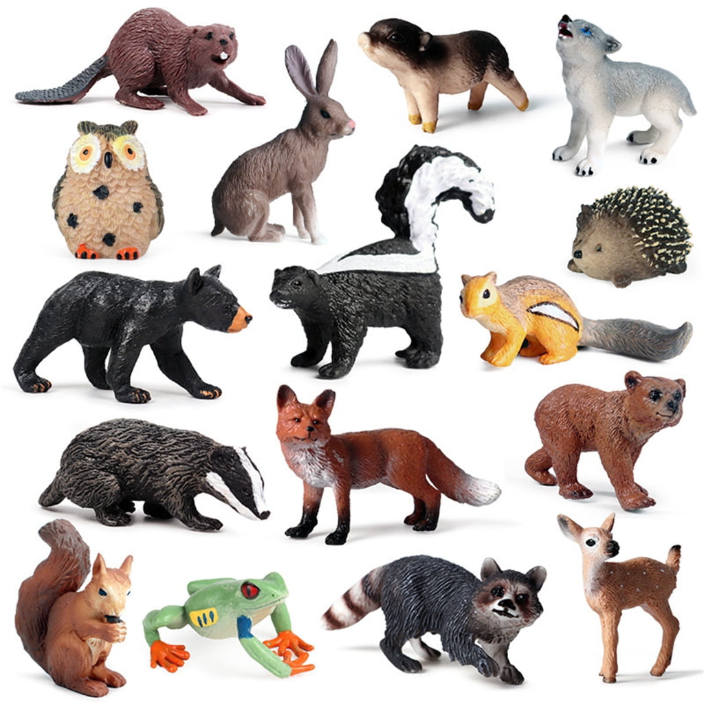 SEEXDDT Kids Animal Jungle Models Playset Foxes Bear Wolf Collection ...