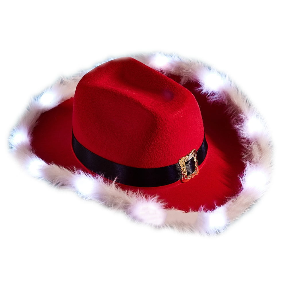 SEEXDDT Light-up Cowgirl Cowboy Hats for Women Men Thick Fabric Cowboy Hat with Led Brim ...