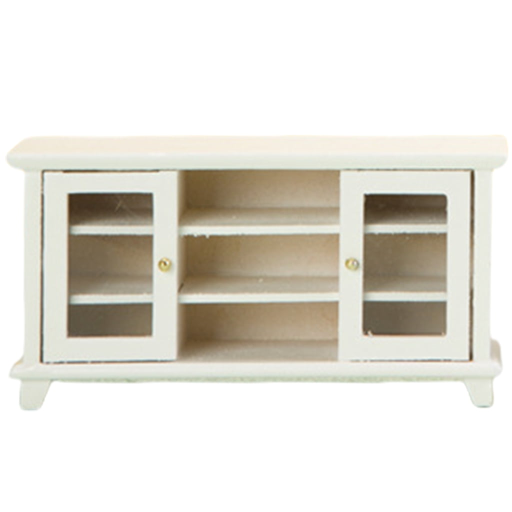 SEEXDDT Practical Sturdy Wood Miniature Televison Cabinet for Dollhouses Detailed Living Room ...