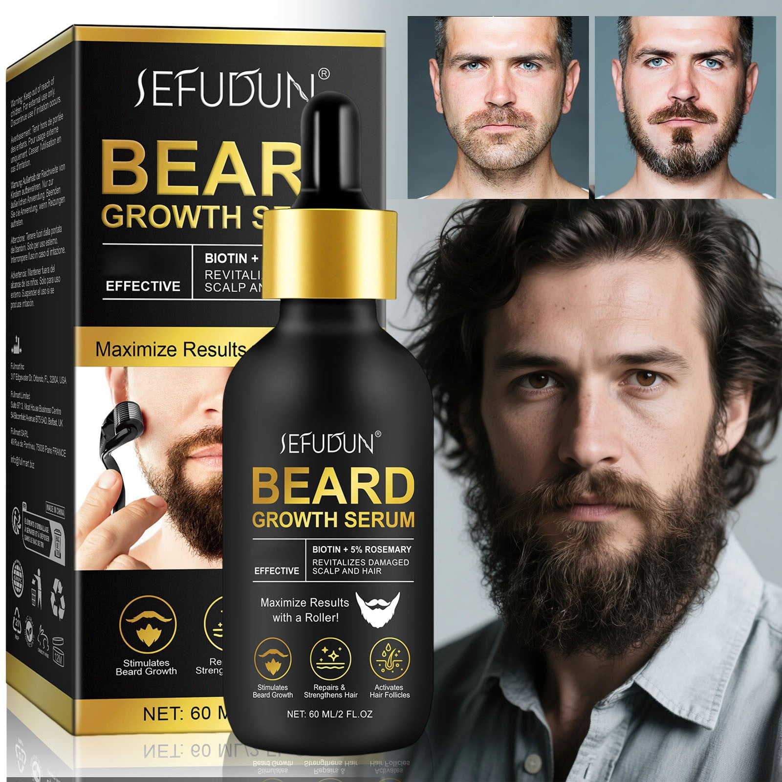 SEFUDUN Beard Growth Serum - DHT Blocker for Thinning Beard, Plant ...