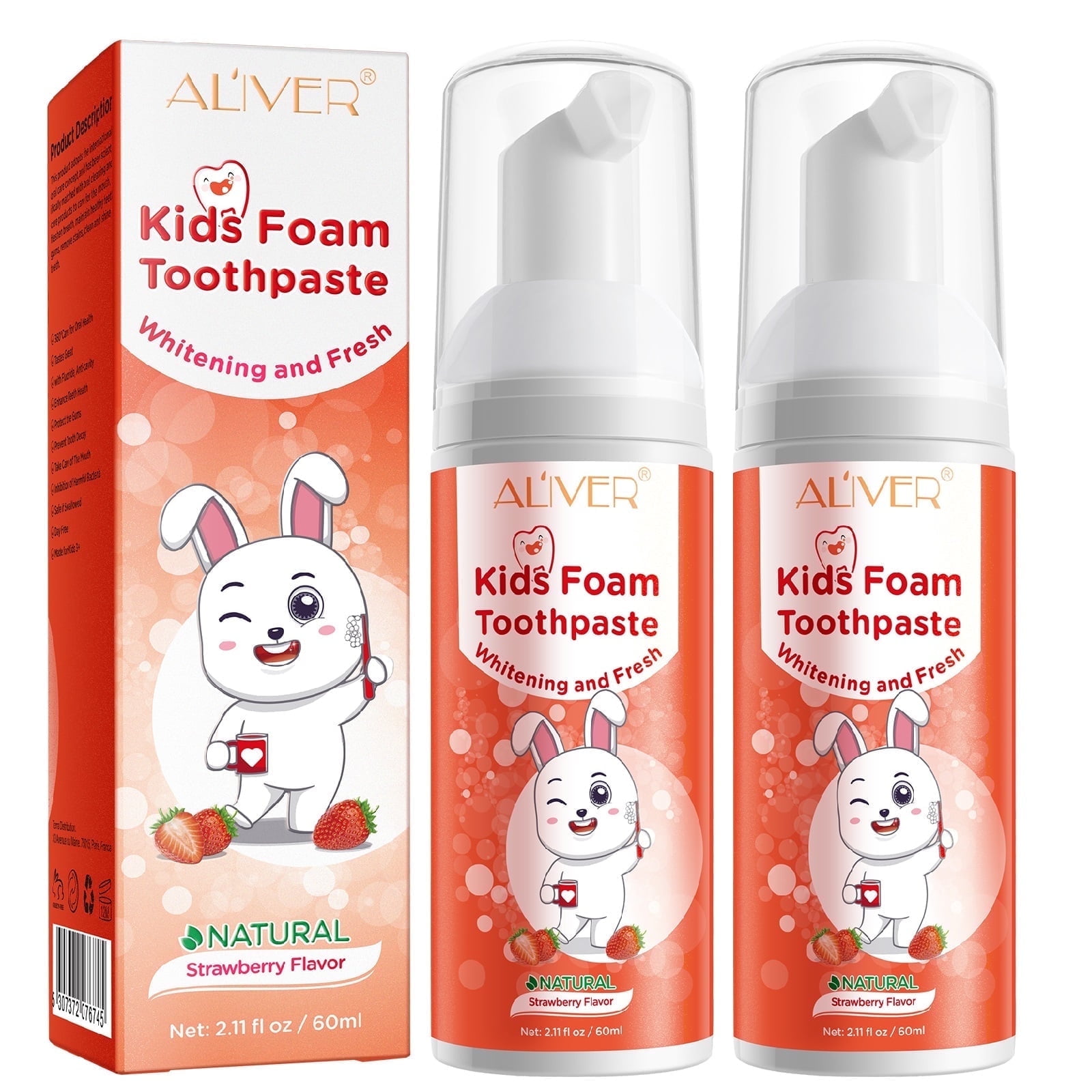 SEFUDUN Kids Foam Toothpaste with Strawberry Flavor, Anti Cavity with ...