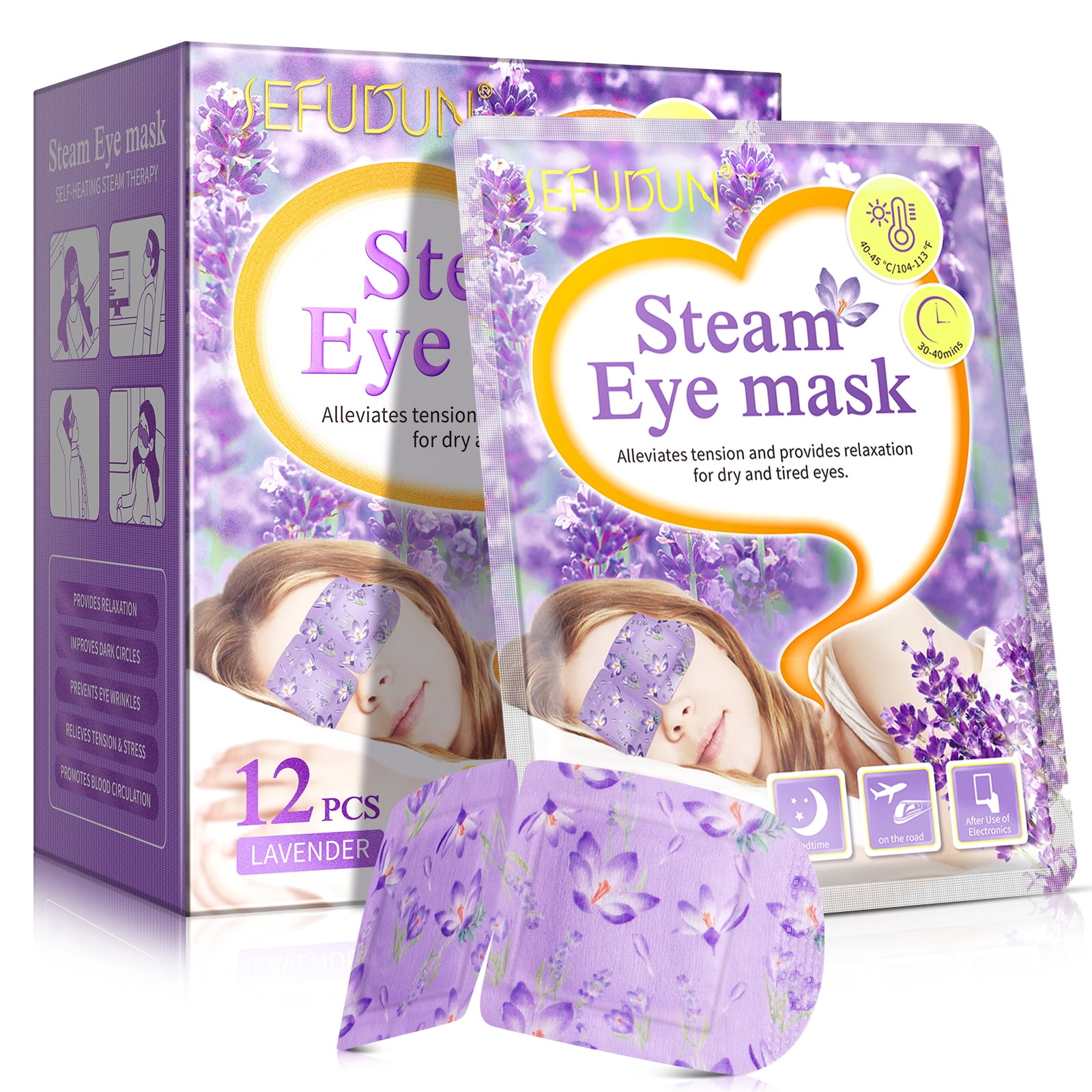 SEFUDUN Steam Eye Mask- Lavender Steam Eye Mask for dry and tired eyes ...
