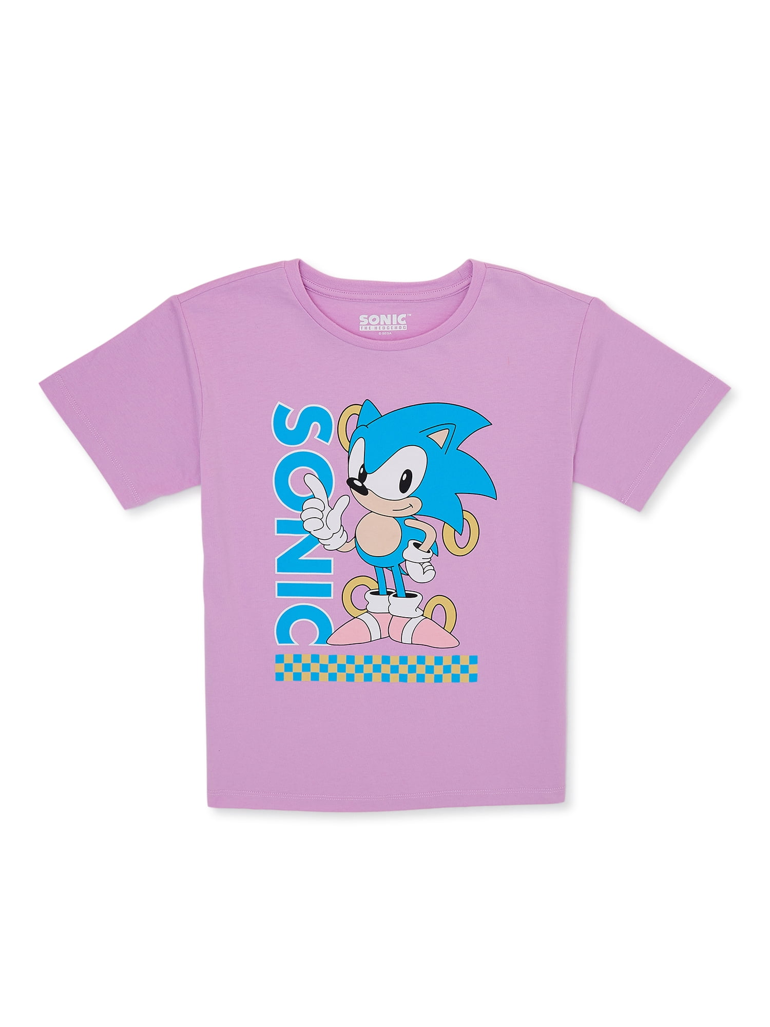 SEGA Girls Sonic The Hedgehog, Crew Neck, Short Sleeve, Graphic T-Shirt ...