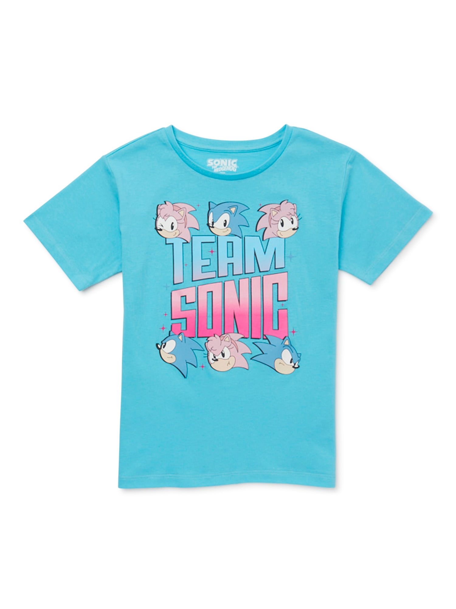 SEGA Girls Sonic the Hedgehog and Amy, Crew Neck, Short Sleeve, Graphic ...