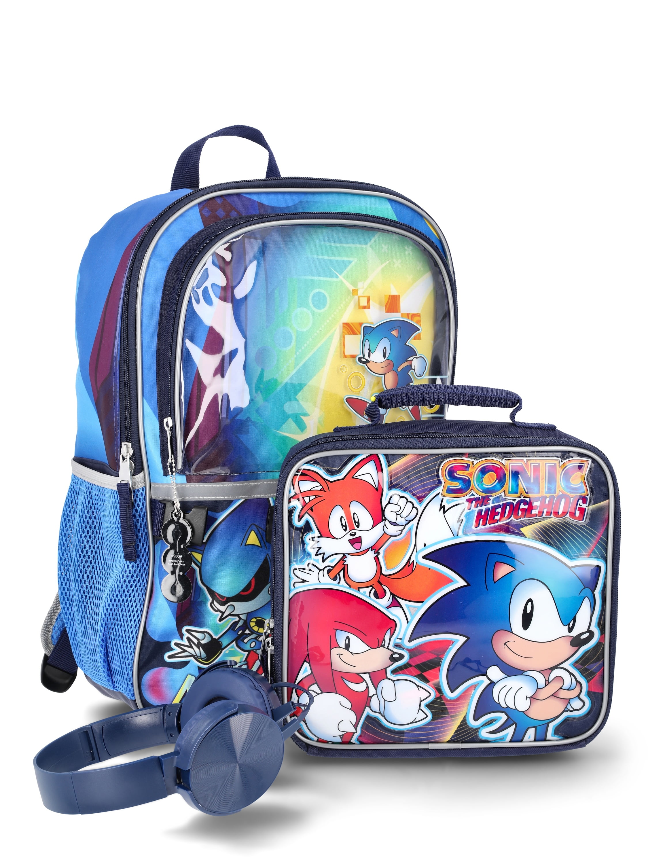 SEGA Sonic The Hedgehog 17" Backpack, Lunch Box, and Headphones Set, 3 ...