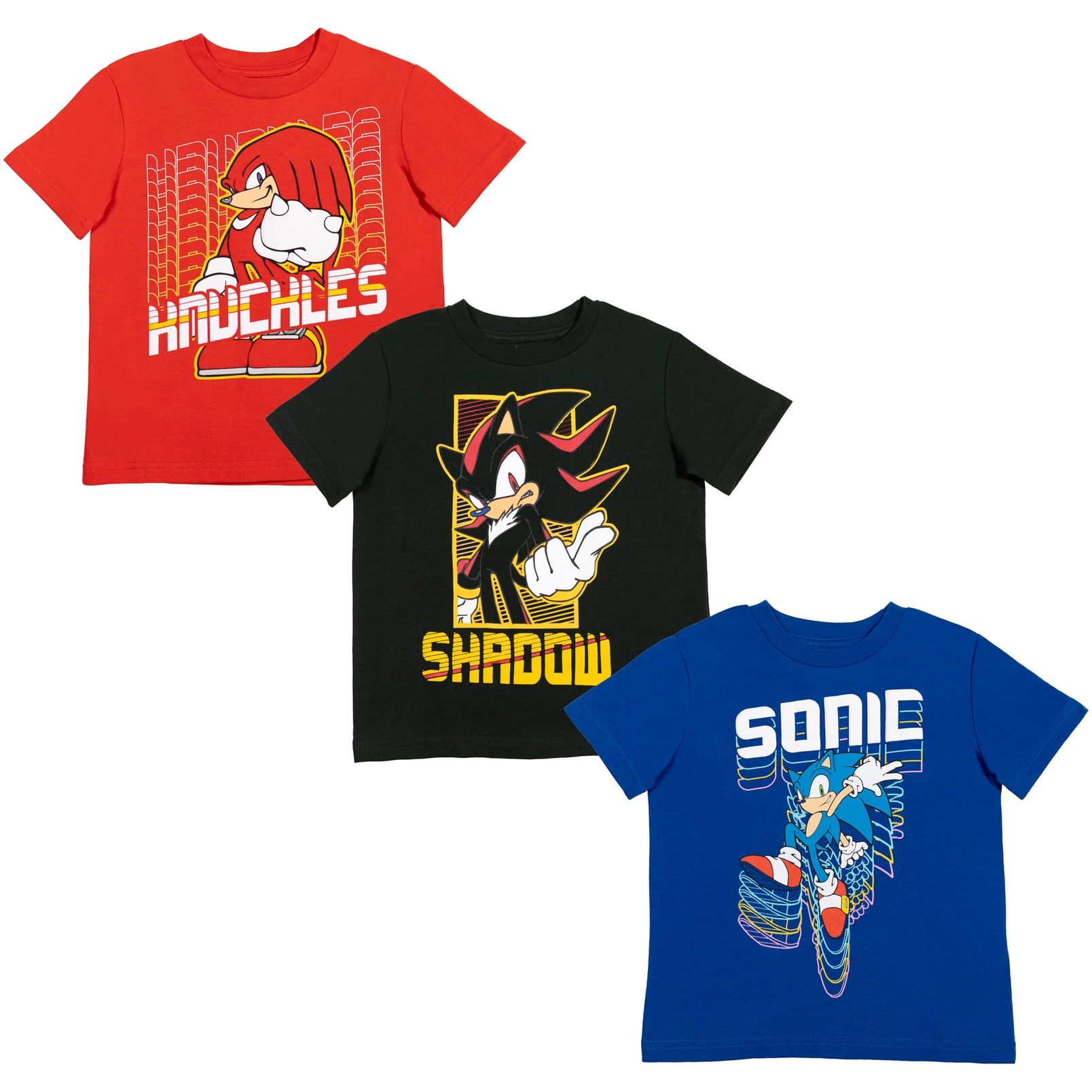 SEGA Sonic The Hedgehog Merchandise: Big Boys 3 Pack Top Tee Shirts ...