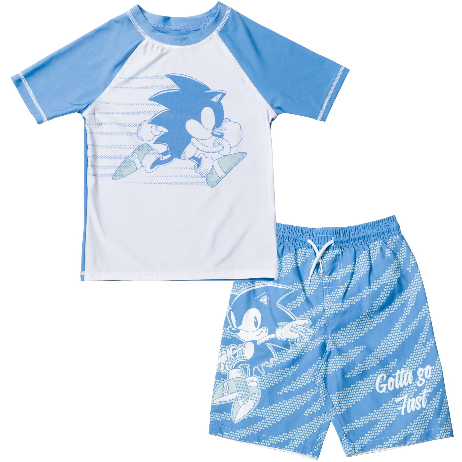 SEGA Sonic The Hedgehog Big Boys Rash Guard and Swim Trunks Outfit Set ...