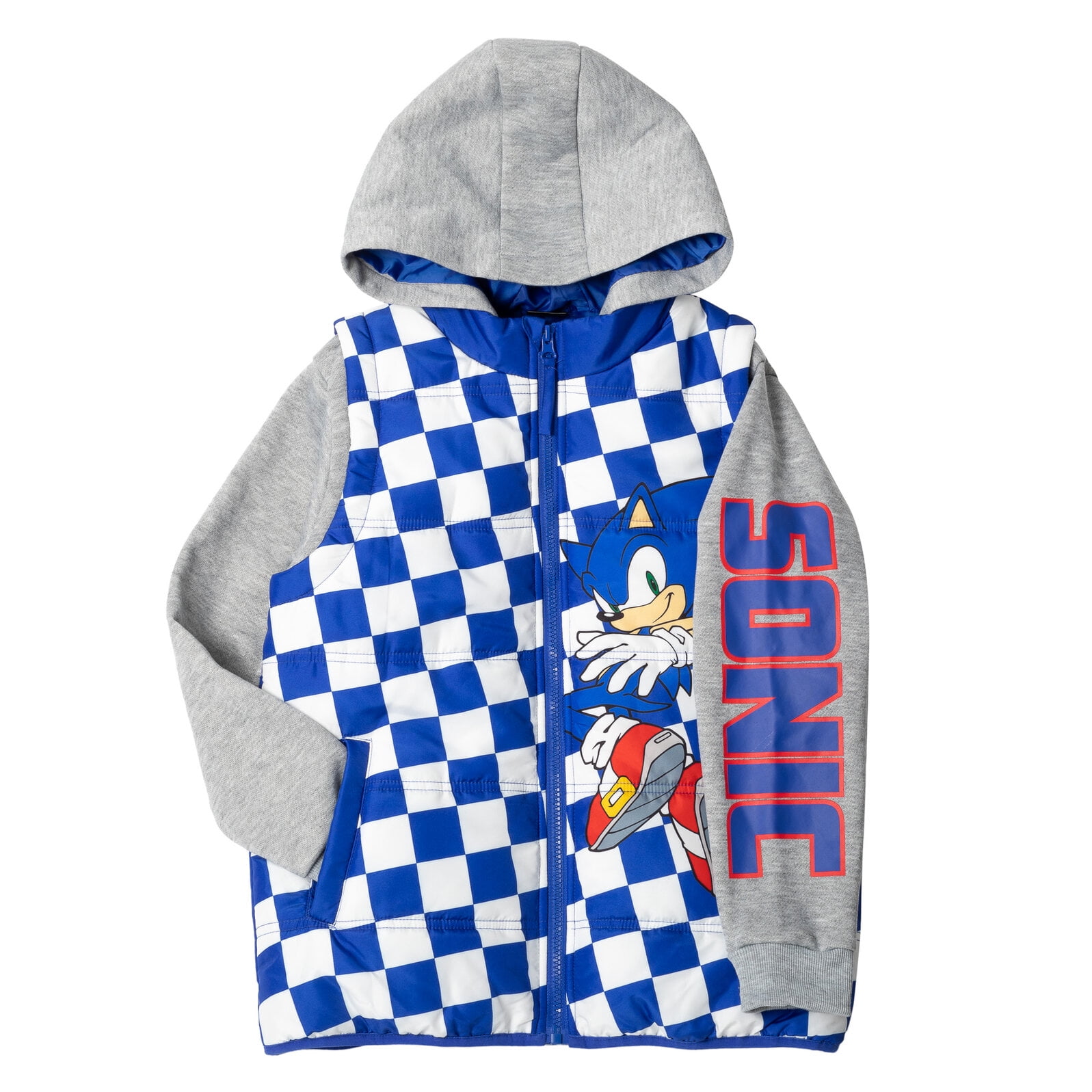 SEGA Sonic The Hedgehog Winter Coat: Big Boys Zip Up Vest 2fer Jacket ...
