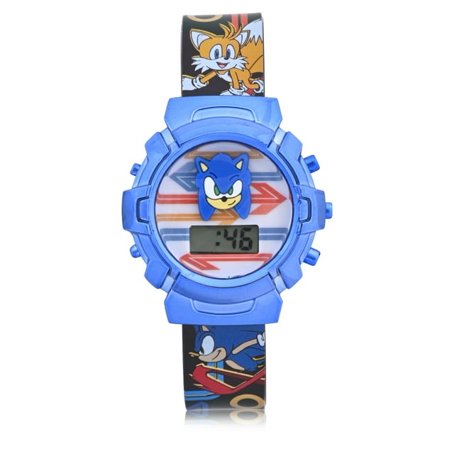 SEGA Sonic The Hedgehog Light-up Molded Dial LCD Watch with Silicone ...