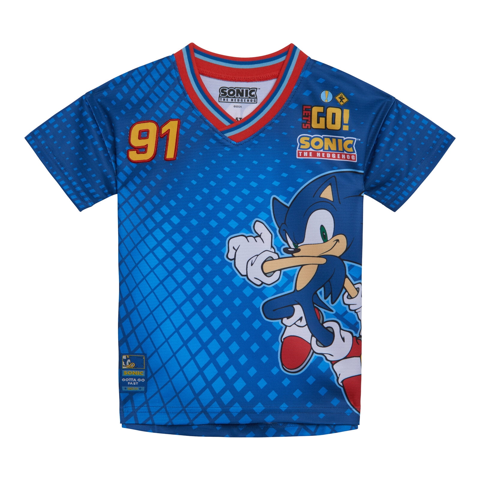 SEGA Sonic The Hedgehog Mesh Soccer Jersey Athletic V-neck T-Shirt ...