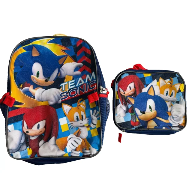 SEGA Sonic the Hedgehog 16" Backpack with Lunch Bag- TEAM SONIC ...