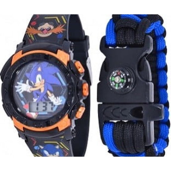 SEGA Sonic the Hedgehog Boy's Flashing LCD Blue Silicone Watch with ...