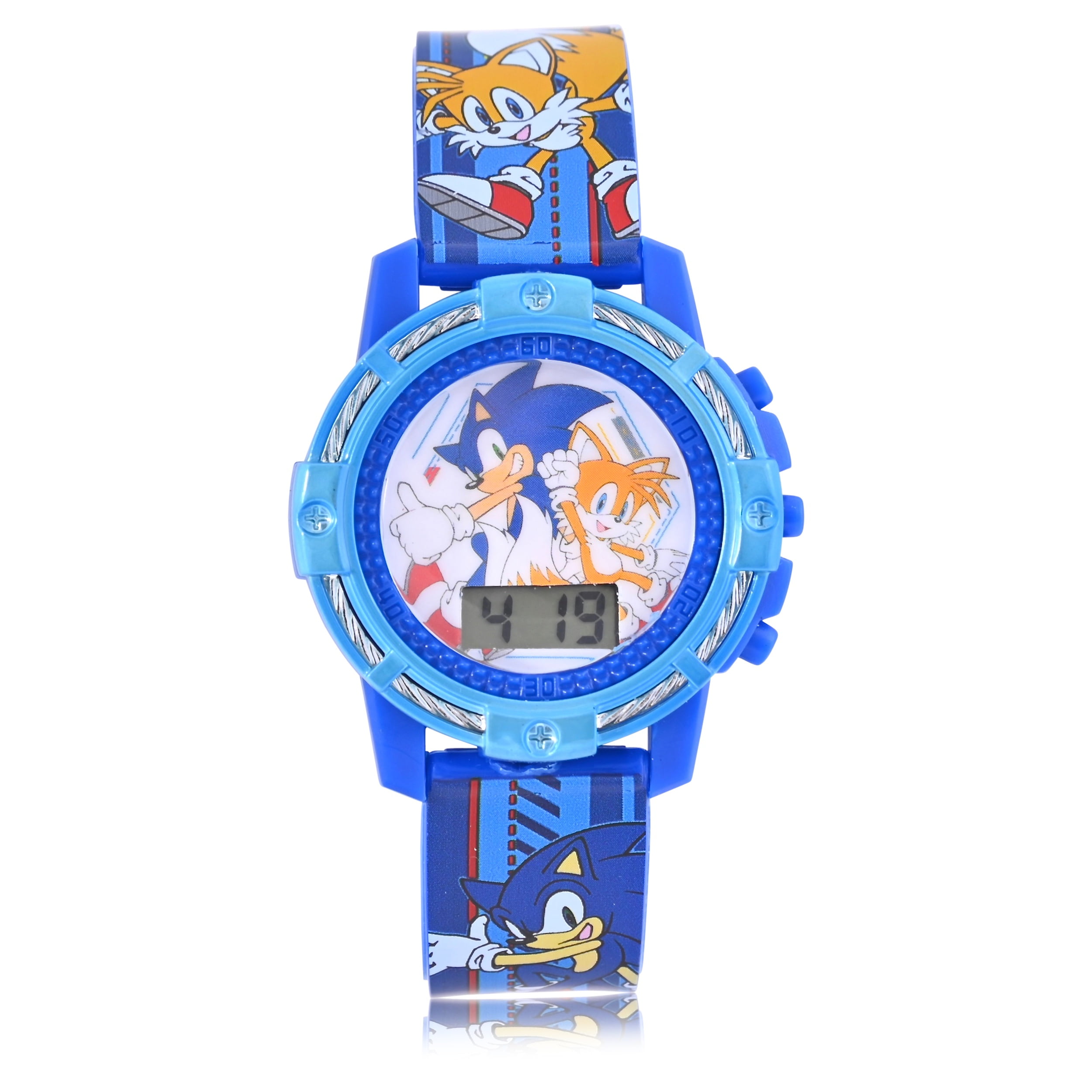 SEGA Sonic the Hedgehog Kids LCD Watch w Cable Bezel in Blue Model ...