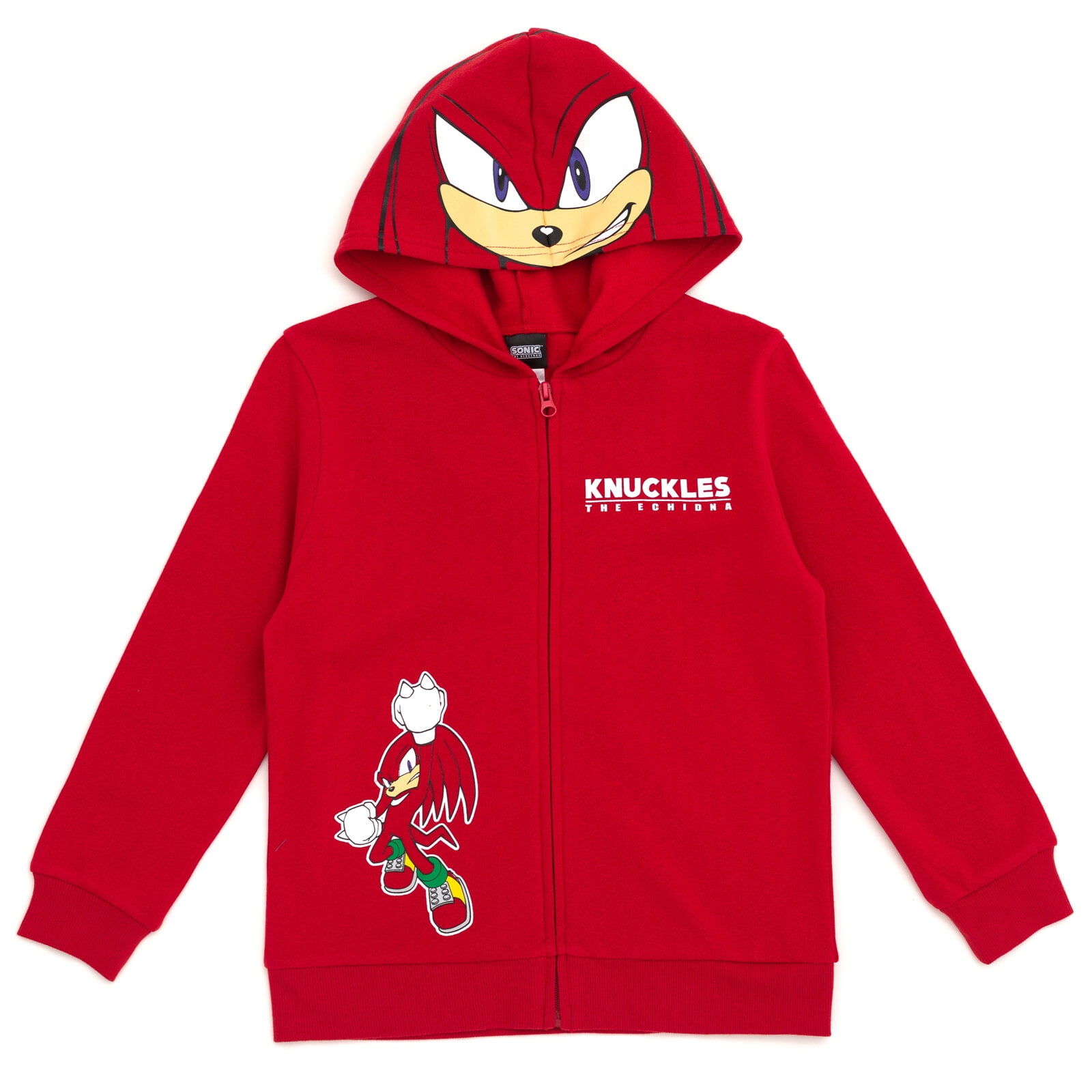 SEGA Sonic the Hedgehog Knuckles Fleece Zip Up Hoodie Logo Little Kid ...