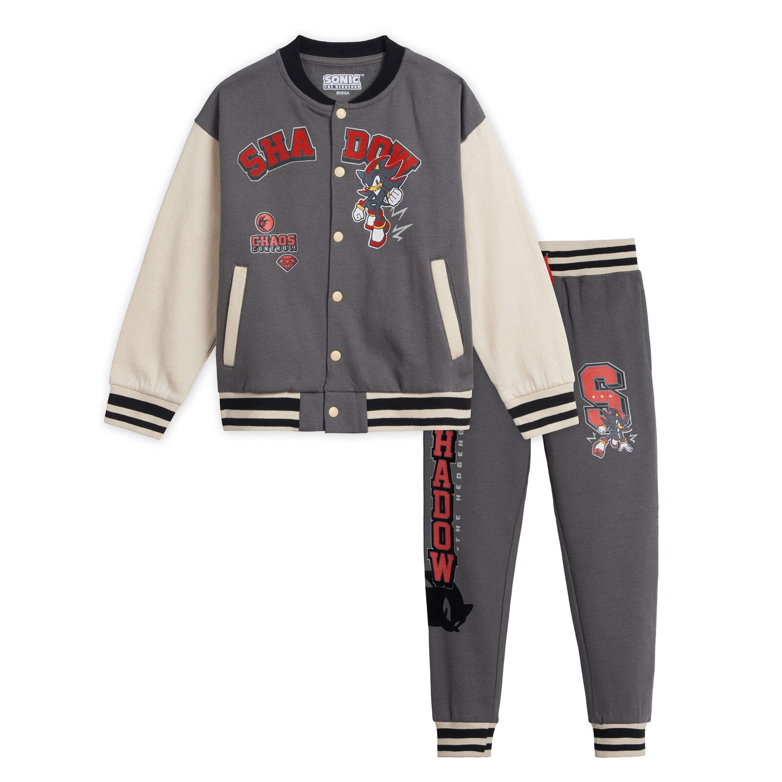 SEGA Sonic the Hedgehog Shadow Fleece Varsity Bomber Jacket and Jogger ...