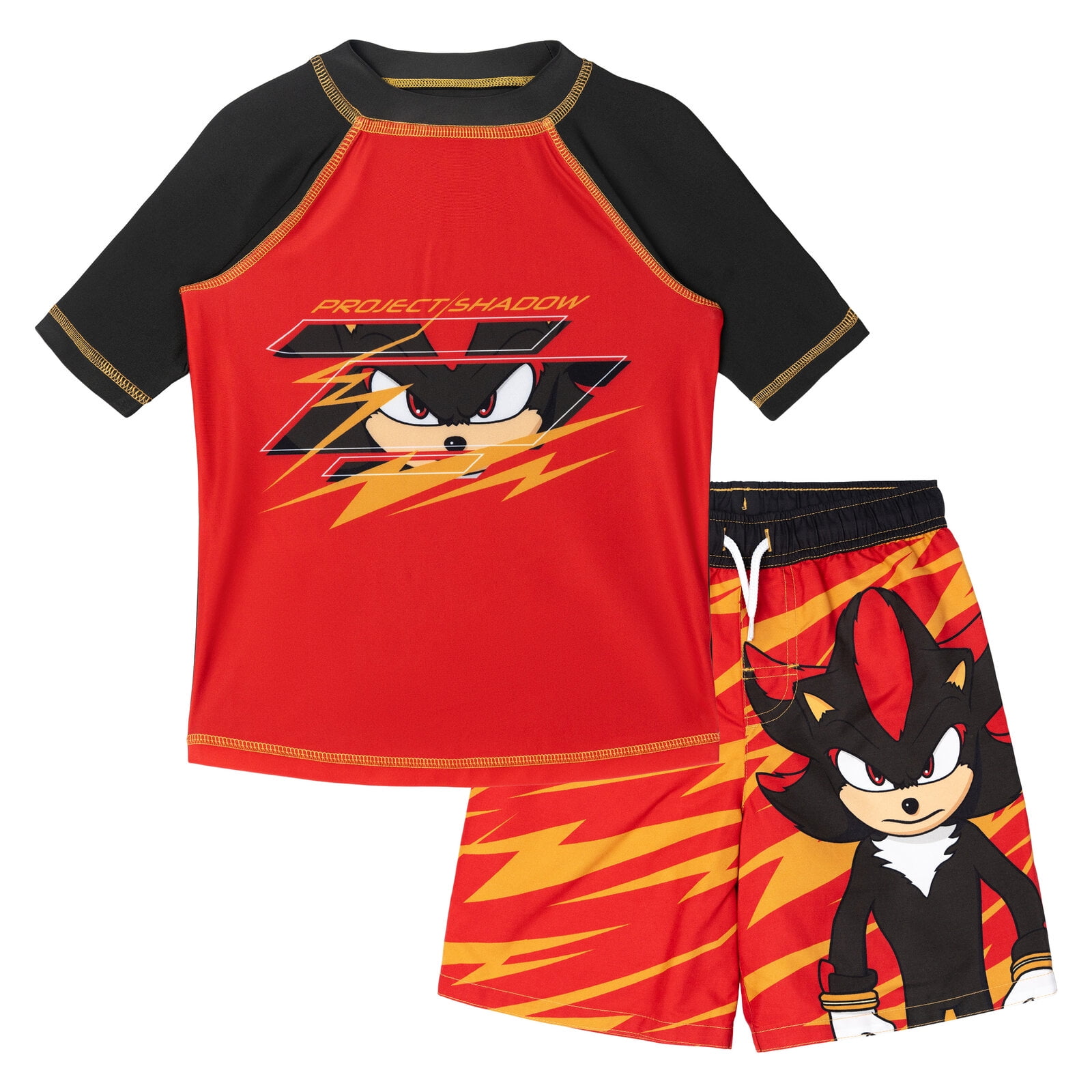 SEGA Sonic the Hedgehog Shadow Rash Guard & Swim Trunks UPF 50+ Set ...
