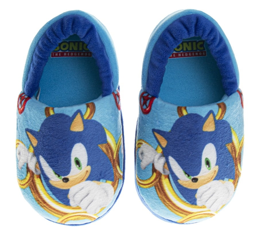 SEGA Sonic the Hedgehog Slippers - Kids House Shoes Lightweight Plush ...