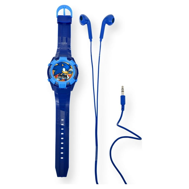 SEGA Sonic the Hedgehog Unisex Flashing LCD Blue Watch with Matching ...