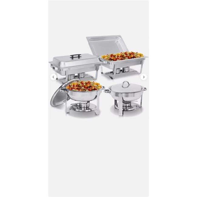 SEGAWE 193 Stainless Steel 2 Round Chafing Dish+2 Rectangular Chafers w ...