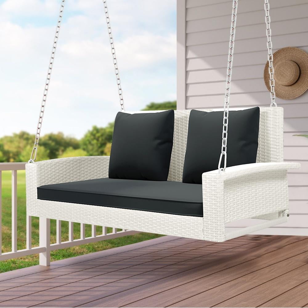 SEGMART 2 Person Wicker Hanging Porch Swing, Front Porch Swing Outdoor ...