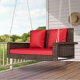 SEGMART 2 Person Wicker Hanging Porch Swing, Front Porch Swing Outdoor ...