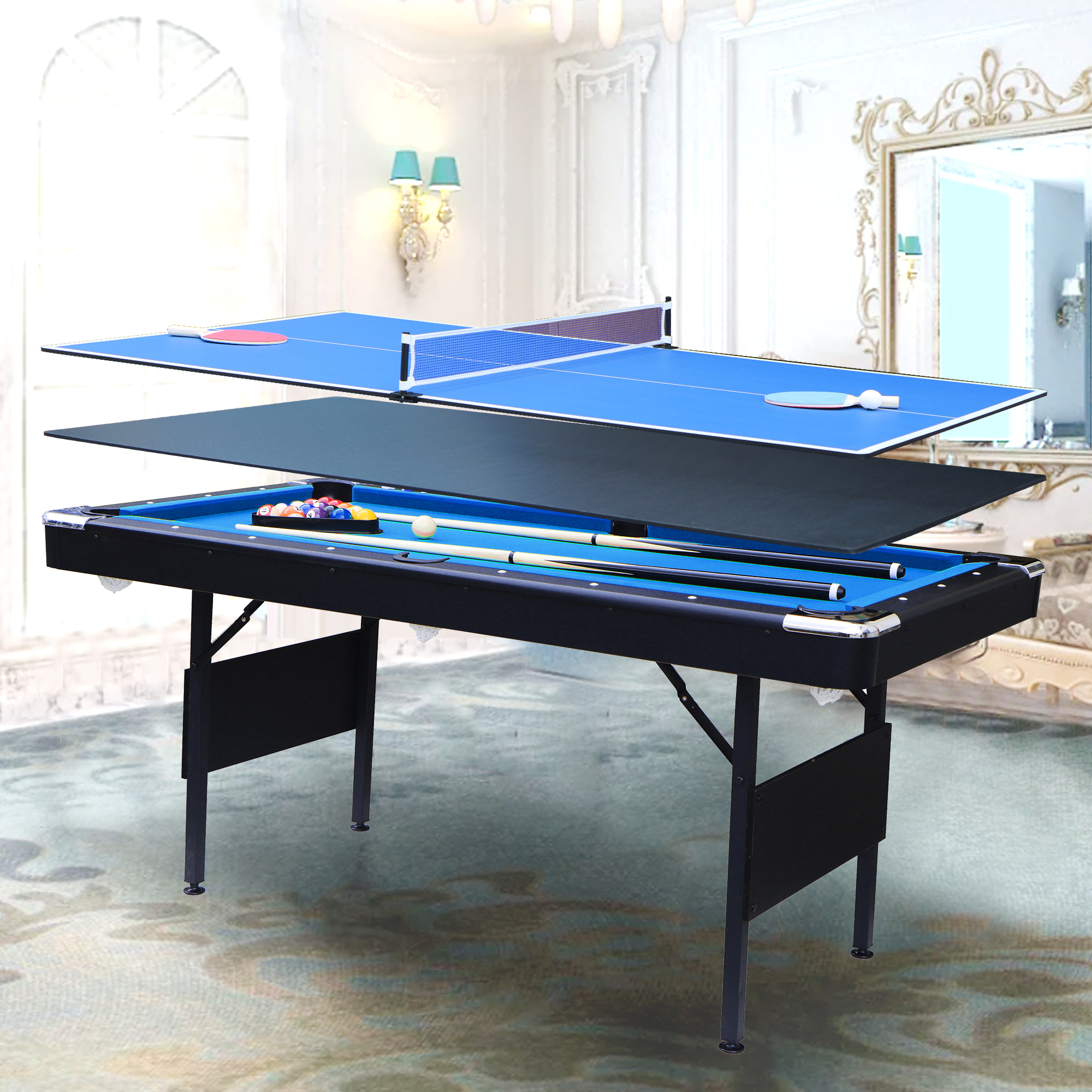 5 In 1 Pool Table _ Pool table / dining table combination – ZNEBBO