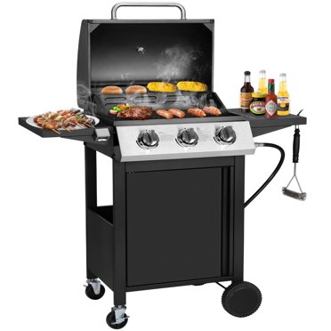 28 Inch 2 Burner BBQ Gas Grill Griddle, Stainless Steel Portable ...