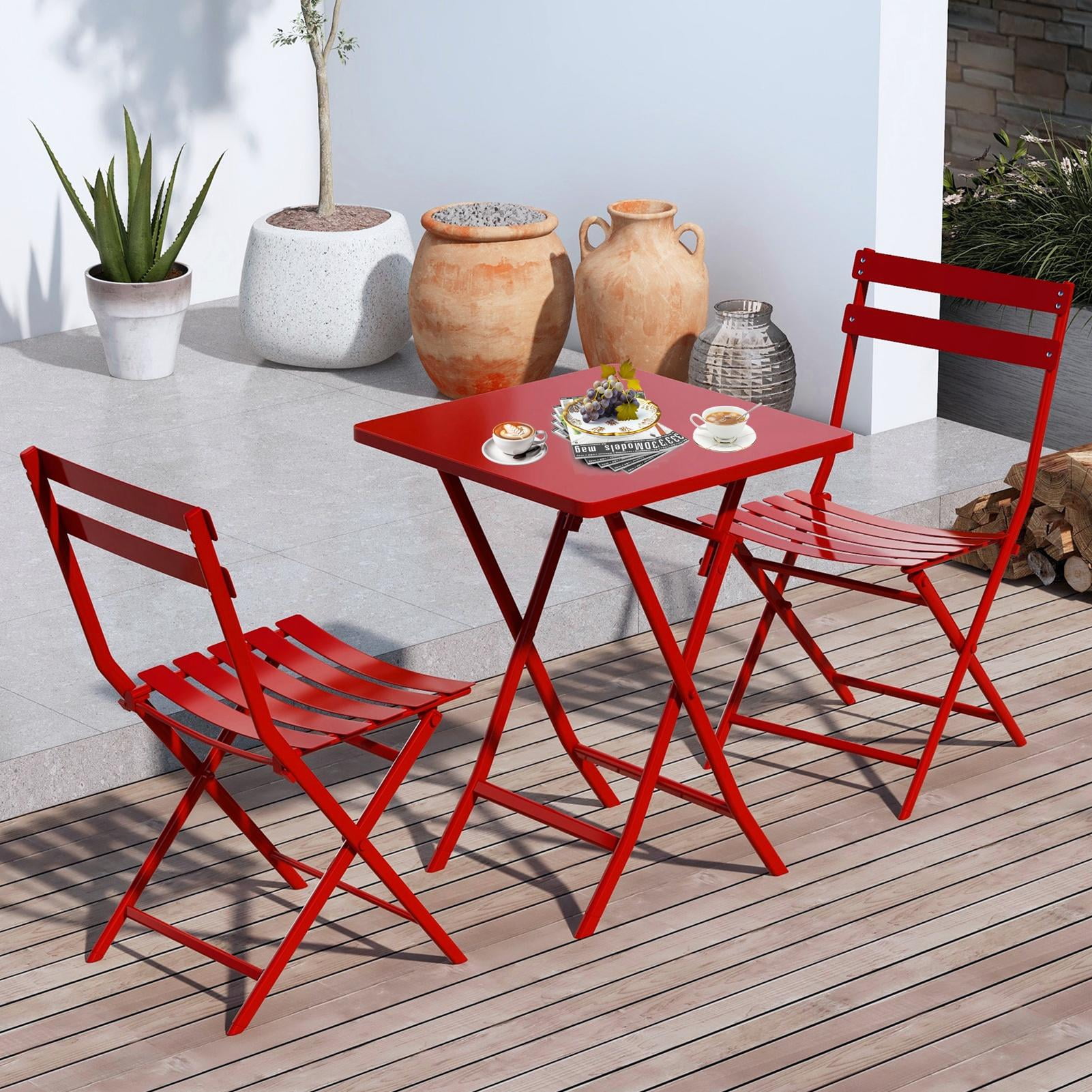 SEGMART 3-Piece Patio Bistro Set, Folding Outdoor Patio Furniture Sets ...