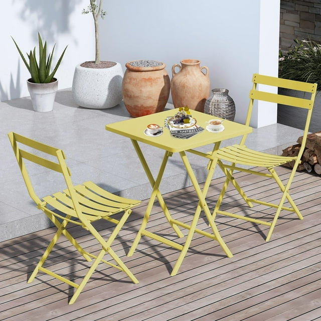 SEGMART 3-Piece Patio Bistro Set, Folding Outdoor Patio Furniture Sets ...