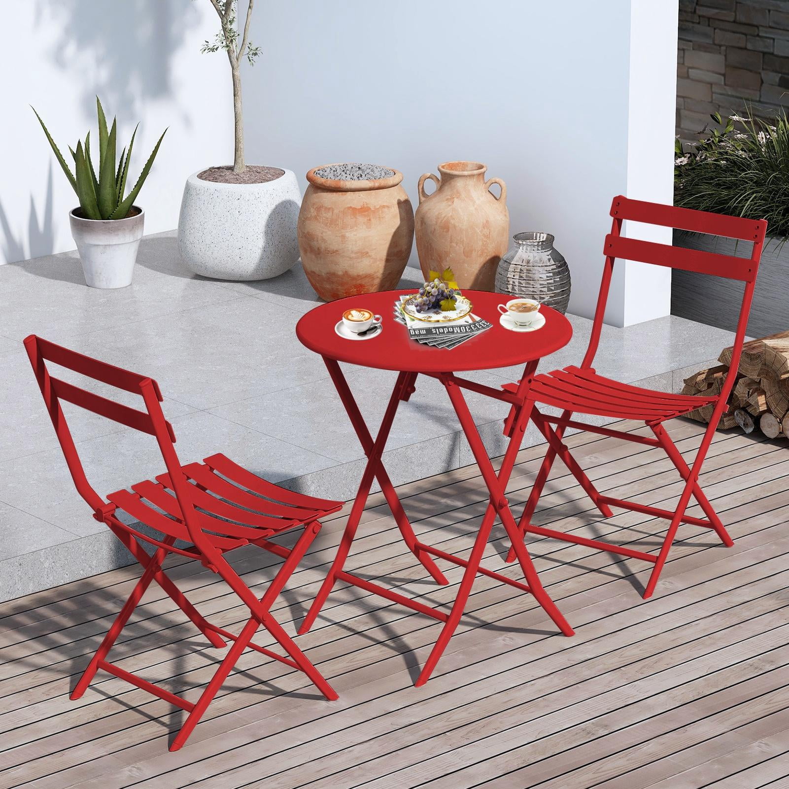 SEGMART 3-Piece Patio Bistro Set, Folding Outdoor Patio Furniture Sets ...