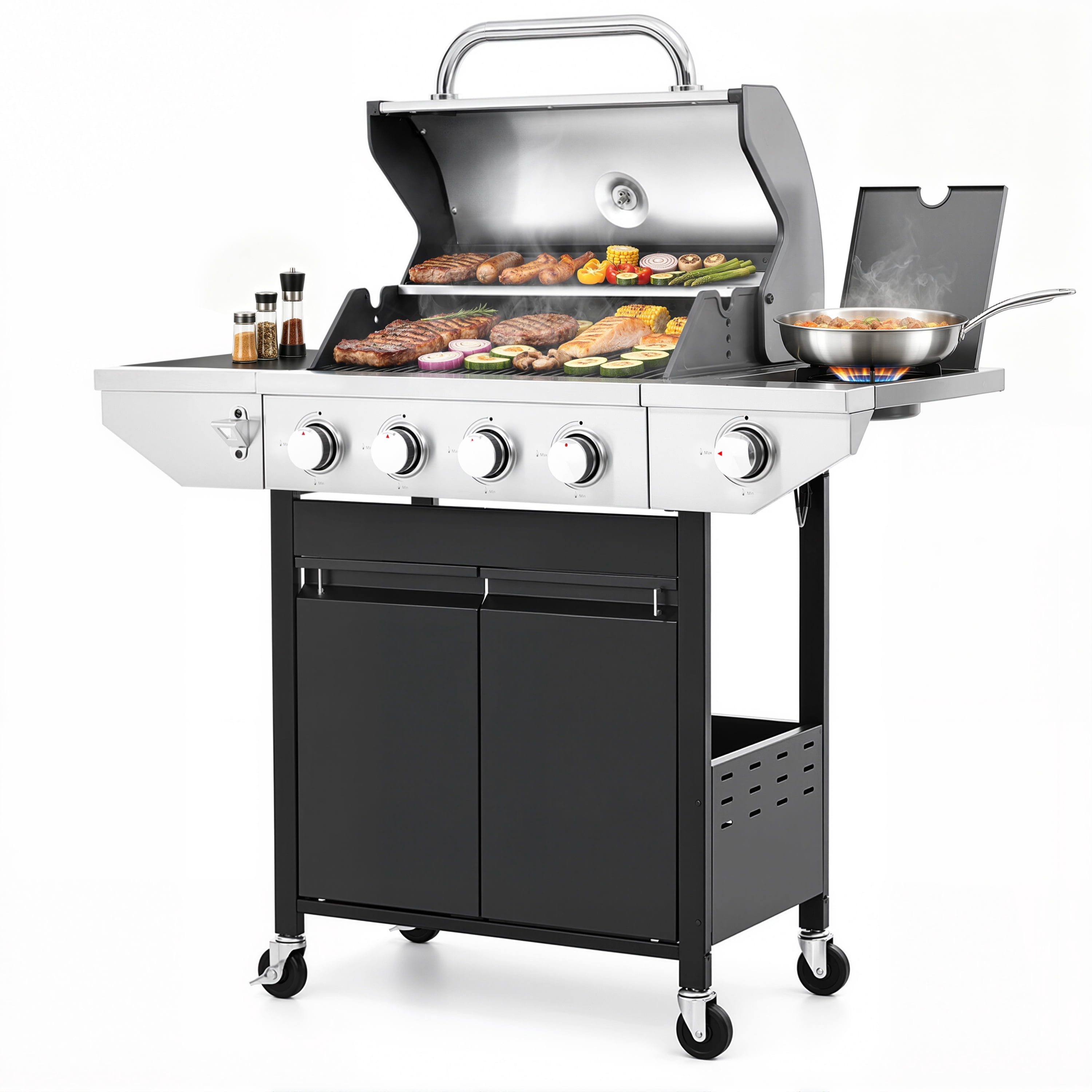 Segmart 4 Burner Propane Gas Grill with Side Burner 457 sq in Stainless ...