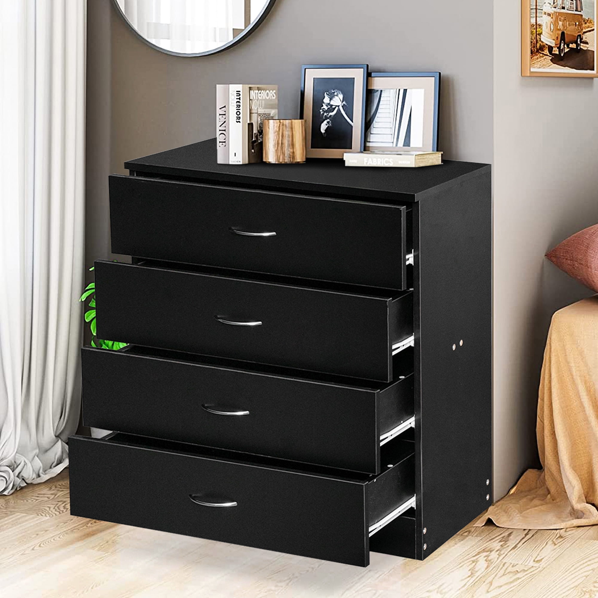 SEGMART 4-Drawer Dresser, 26''x13''x29'', MDF Wood, Metal Handles ...