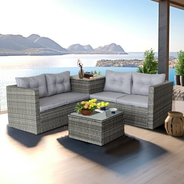 Mainstays Tuscany Ridge 4-Piece Wicker & Steel Outdoor Conversation Set ...