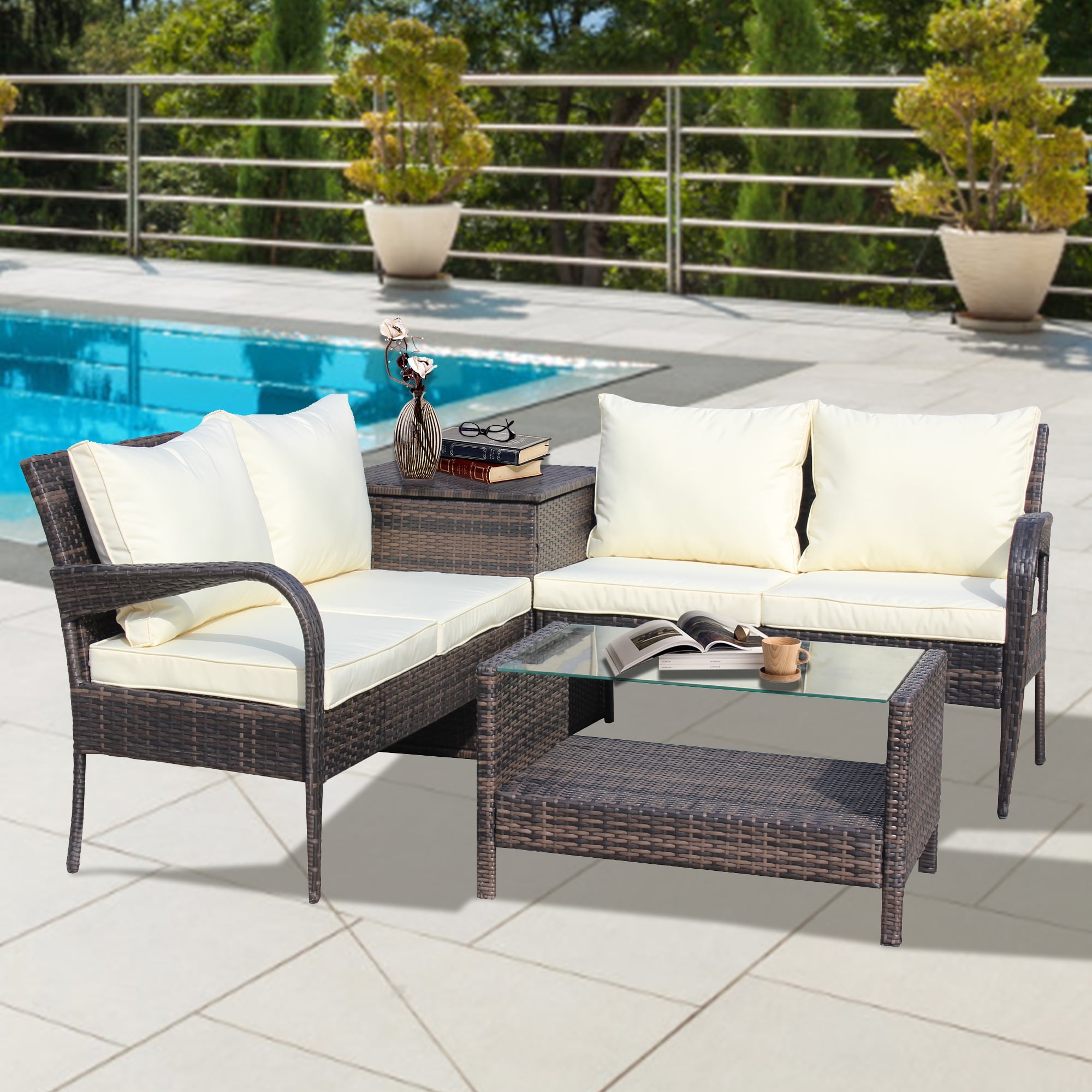 SEGMART 4 Pieces Patio Conversation Sofa Set , All Weather Outdoor ...