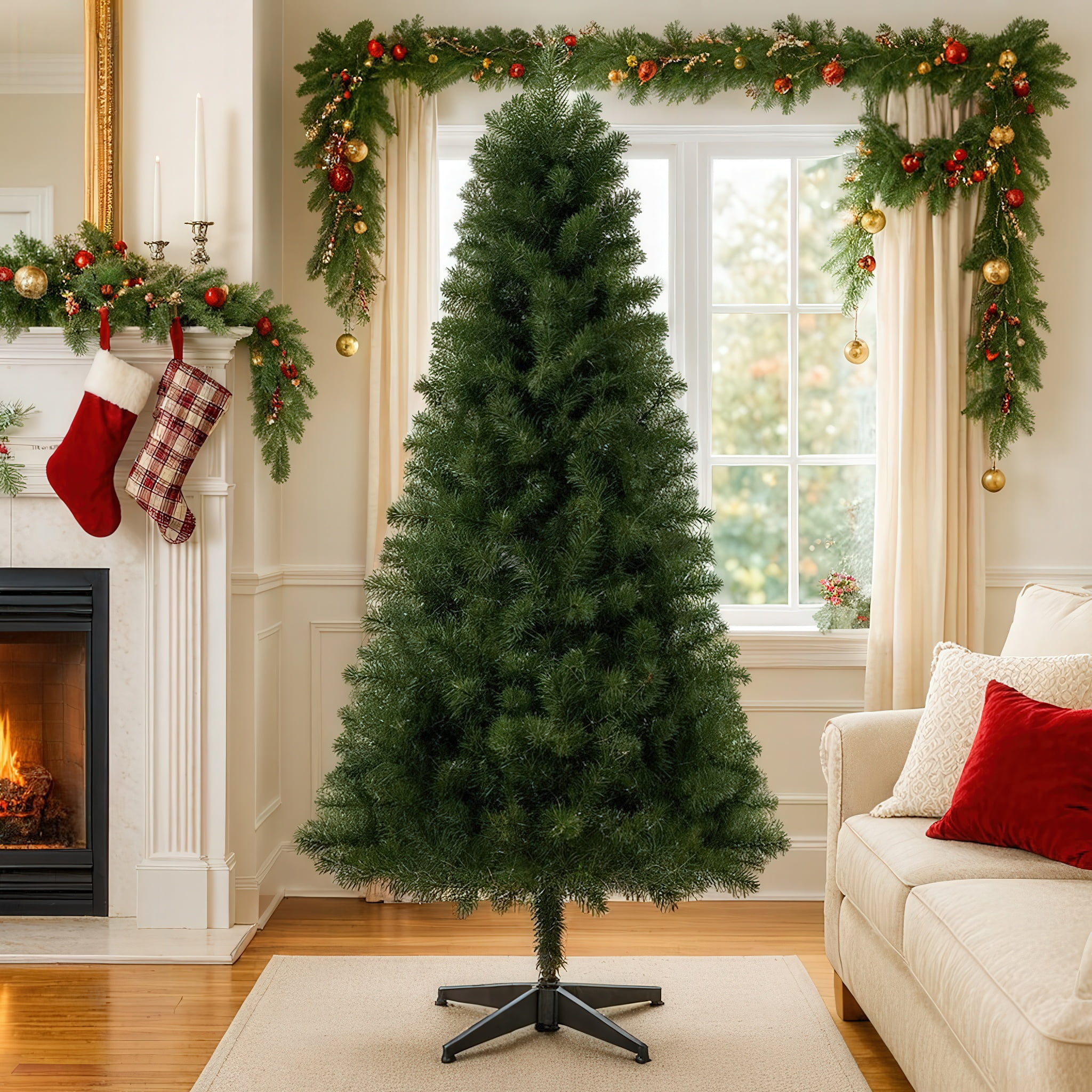 SEGMART 6FT Outdoor Pre-Lit Xmas Tree with 300 LED Lights, 1000 Tips ...
