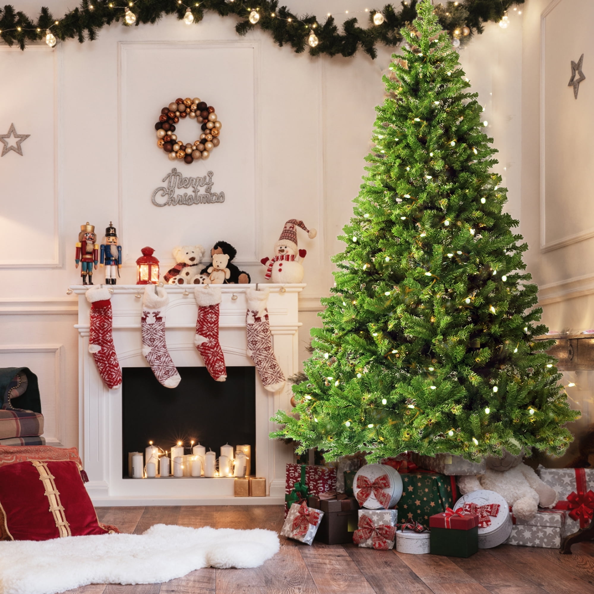 SEGMART 6FT Pre-lit Spruce Artificial Holiday Christmas Tree for Home ...