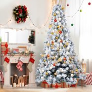 SHareconn 6ft Premium Prelit Artificial Hinged Slim Pencil Christmas ...