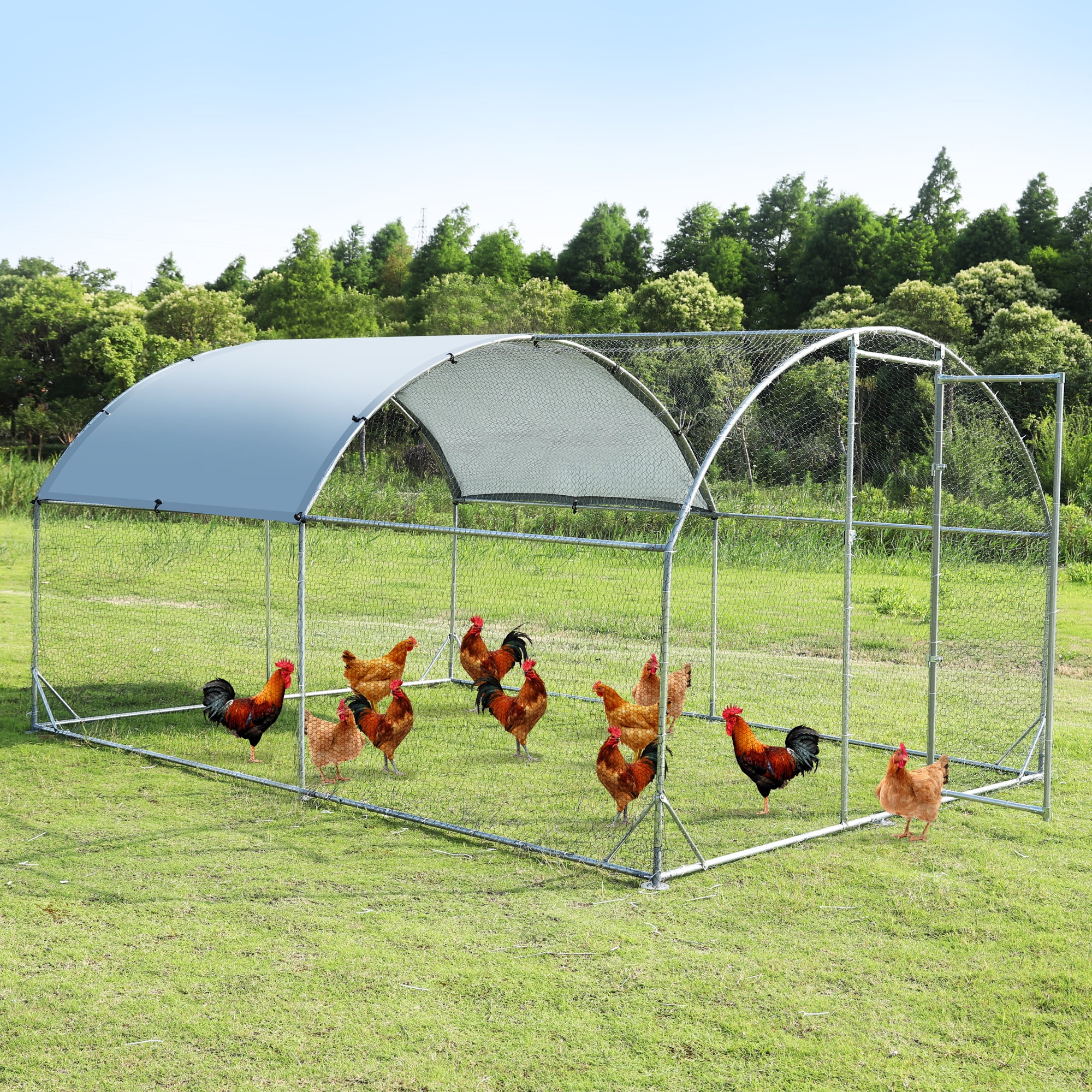 SEGMART Large Metal Chicken Coop for Yard, Outdoor Walk-in Chicken ...