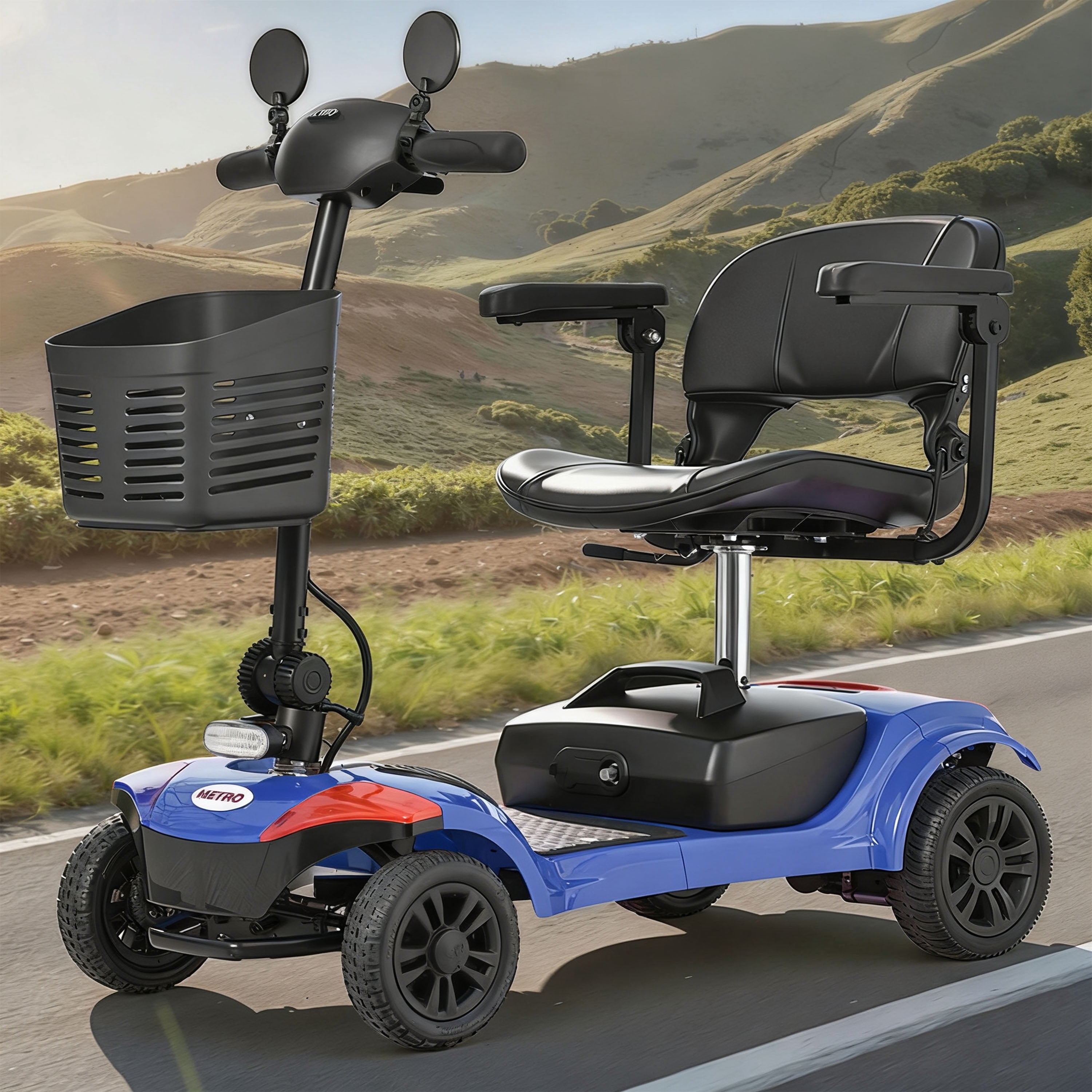 Syngar Folding Mobility Scooter, Outdoor Scooter for Senior, 12AH ...
