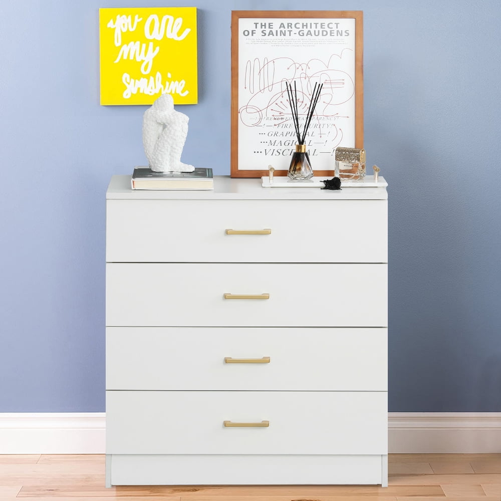 SEGMART White Chest of Drawers, Heavy Duty Wood 4-Drawer Dresser ...