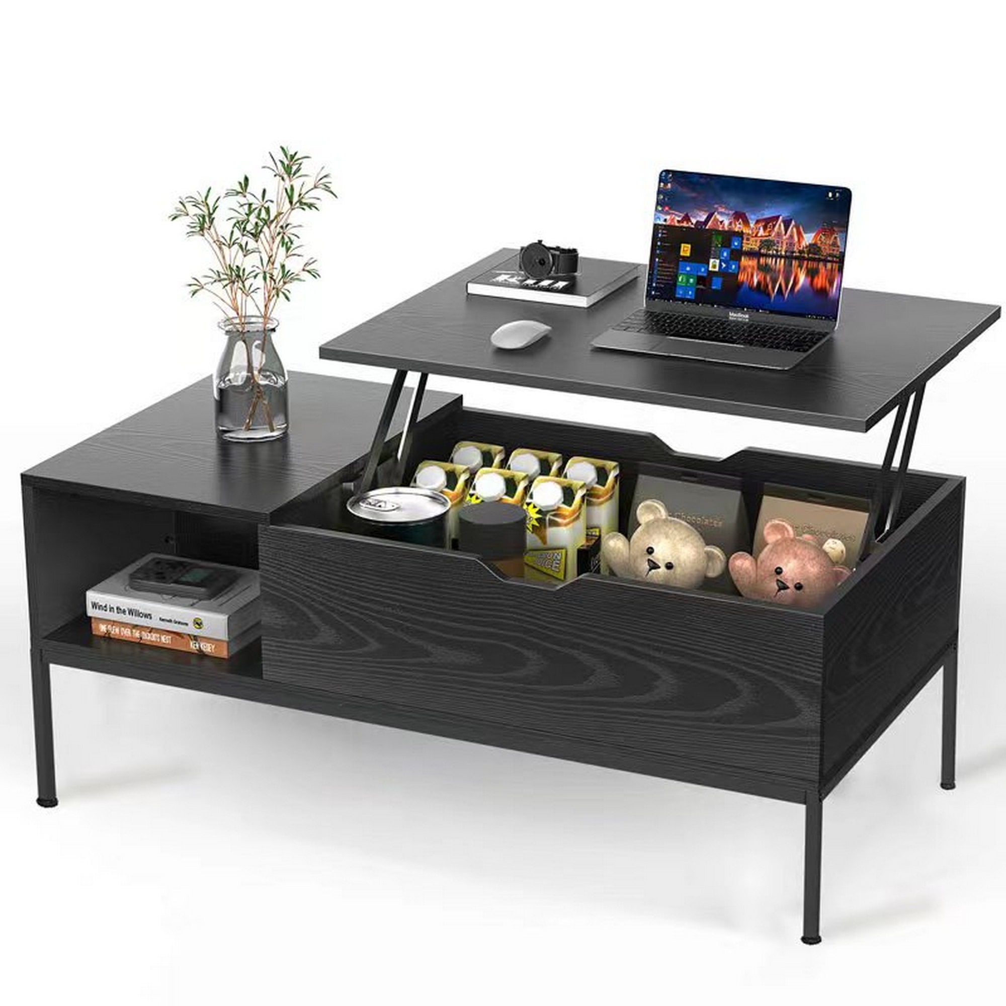 SEGMART Wood Lift Top Coffee Table with Hidden Compartment and ...